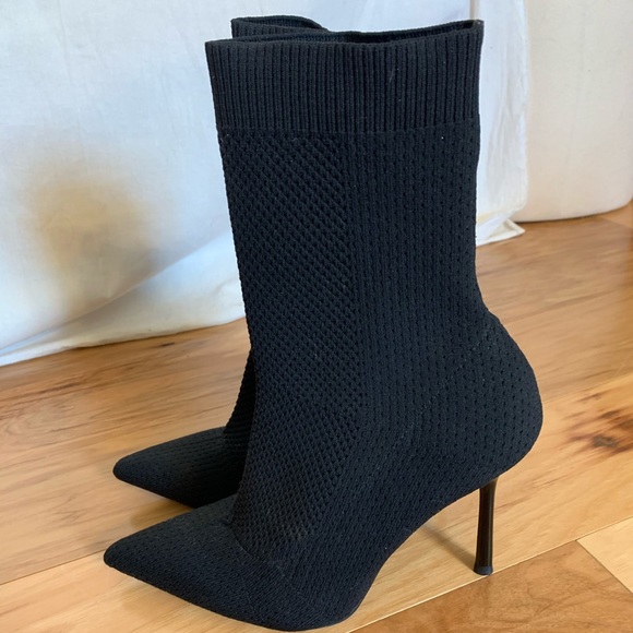 Zara | Shoes | Zara Knit Pointed Toe Stiletto Sock Boot 38 Read | Poshmark